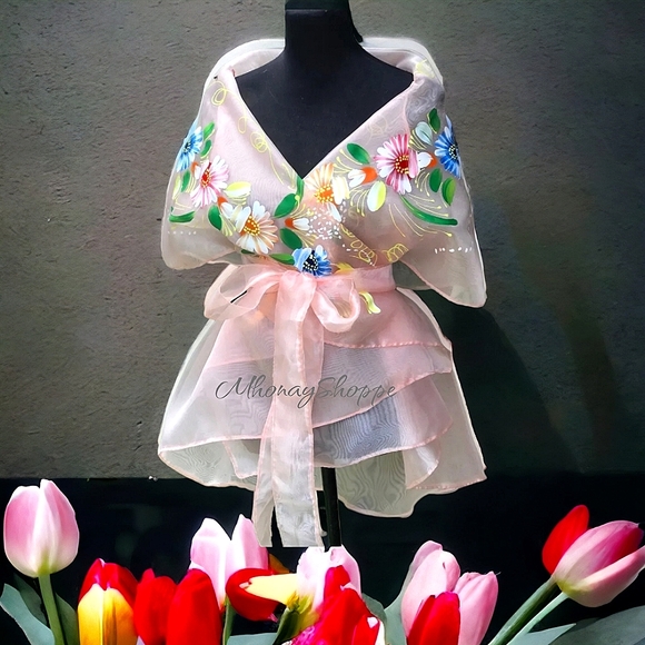 Handmade | Accessories | Peachmodern Filipiniana Handpainted Wrap ...